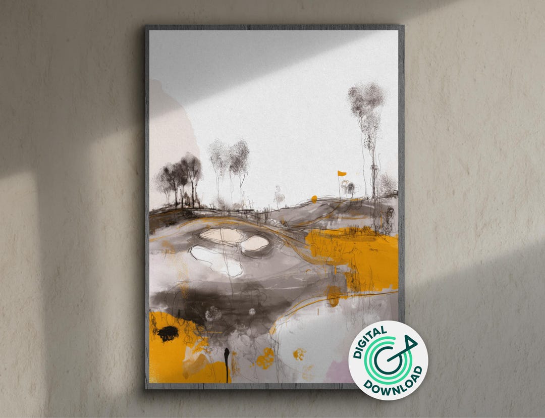 Abstract Golf Course Wall Art | Modern Golf Decor | Golfer Gift ...