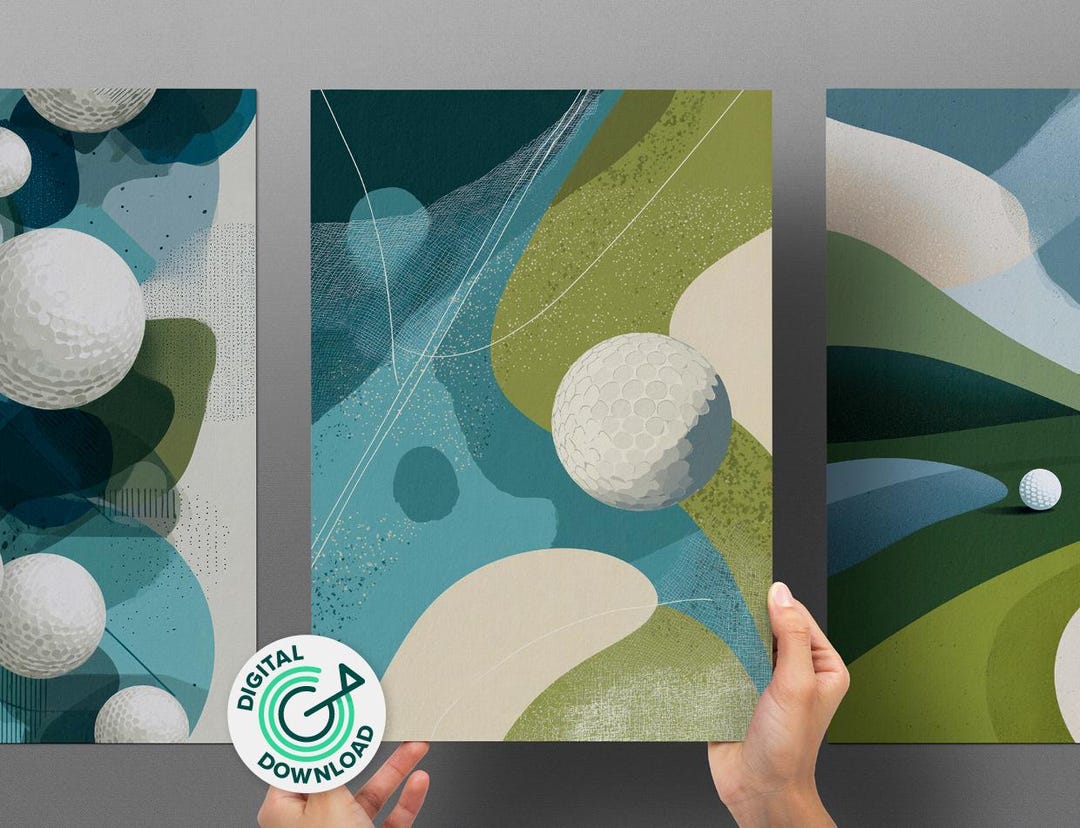 Abstract Golf Ball Art Print | Teal, Green, and Blue (digital Download ...