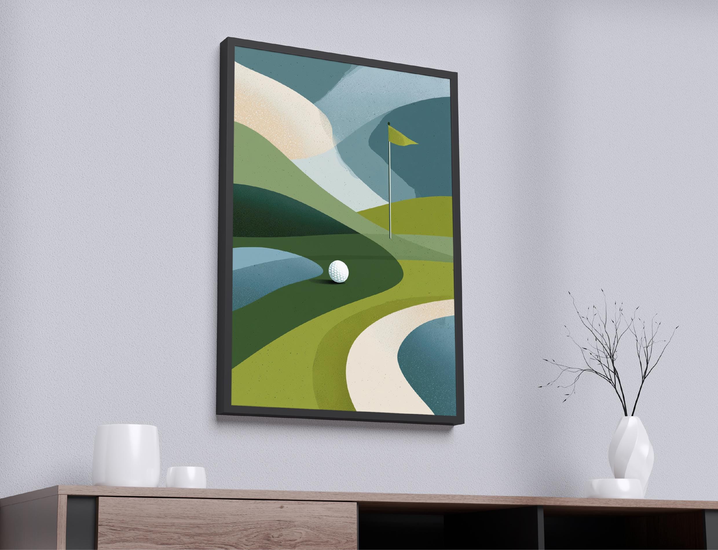 Abstract Golf Course Landscape Print | Modern Sport Art (digital ...