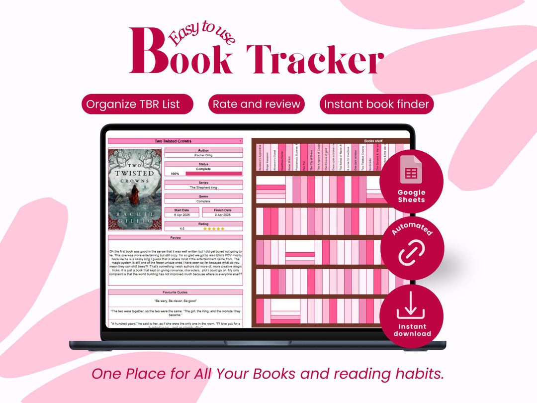 Book Tracker Reading Log: Google Sheets Book Journal (digital Download ...