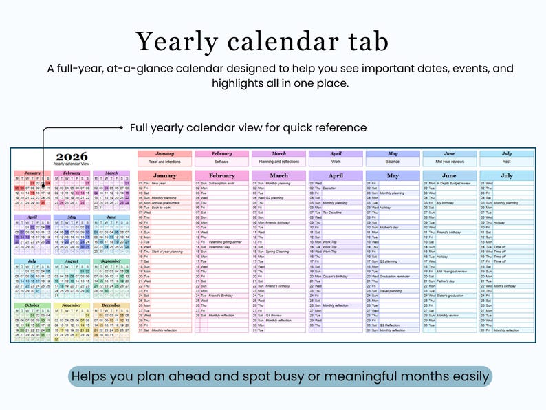Yearly and Monthly Calendar: Task Tracker, Monthly to Do List ...