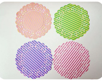 10 Colored paper doilies . Pattern design . round paper | Etsy