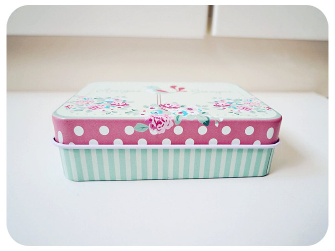 Cute Storage Box/ Tin Box/ Make up Case/ Candy Box/ Case/ Wedding Gift ...