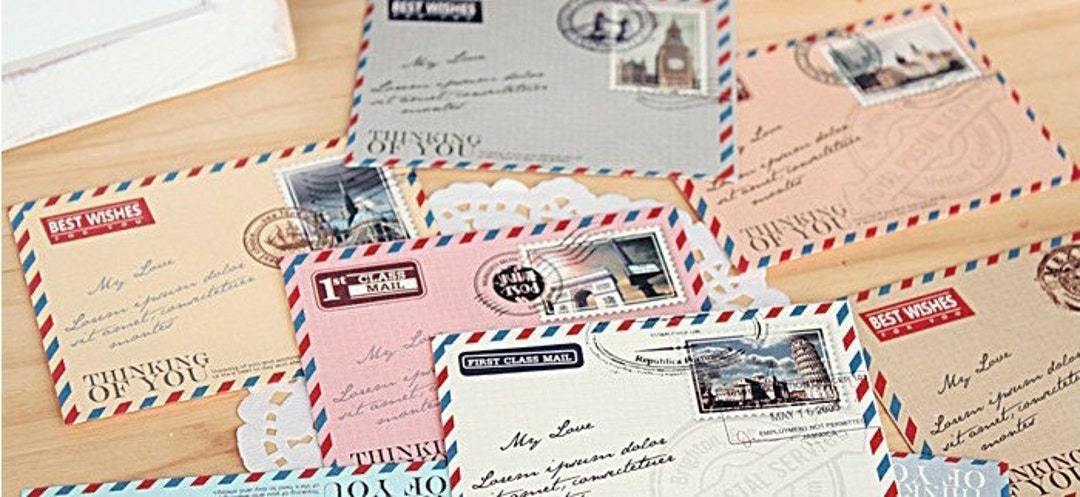 10 Mini Vintage Air Mail Envelopes Color - Etsy