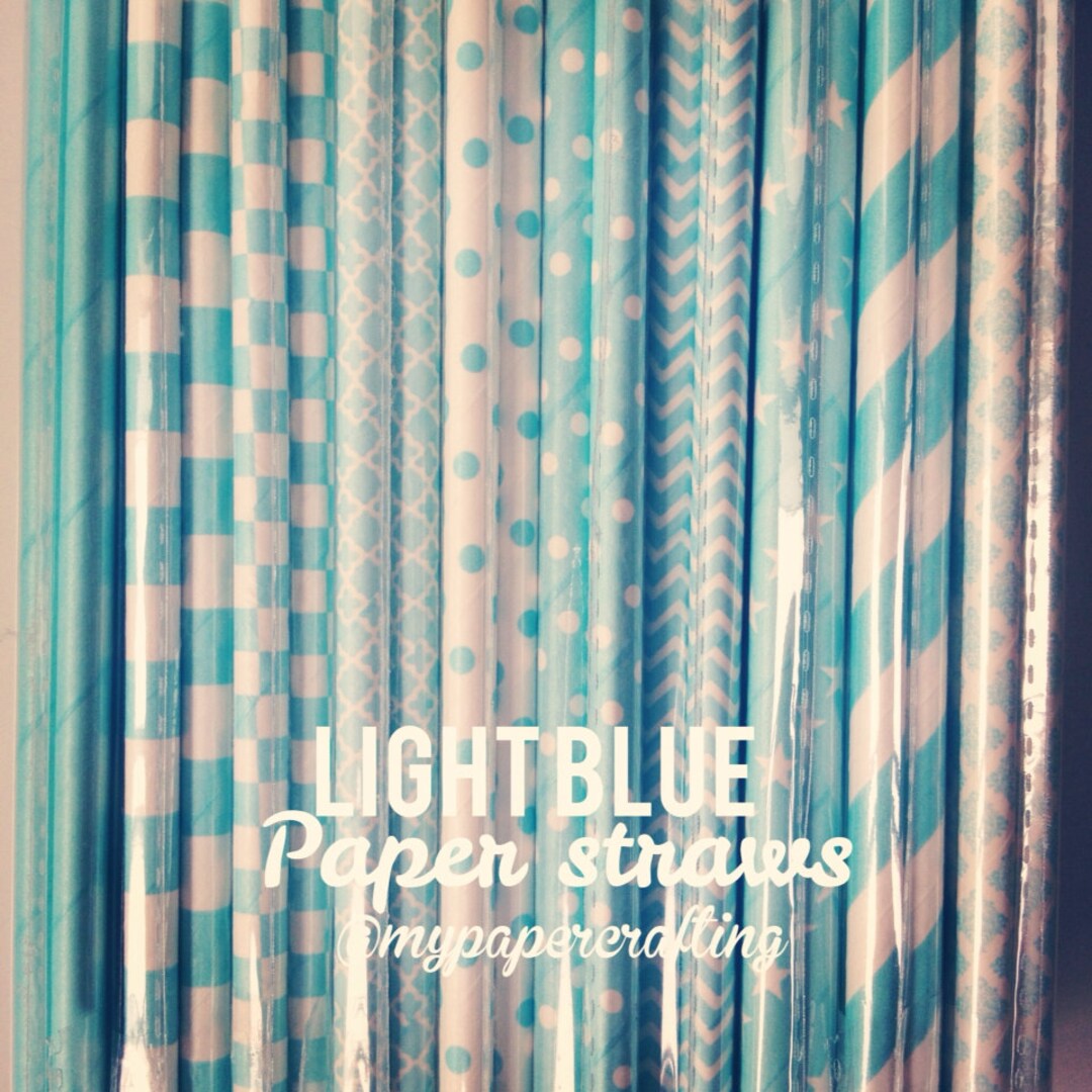 Light Blue Color Paper Straws for Wedding Decoration/ Pack - Etsy