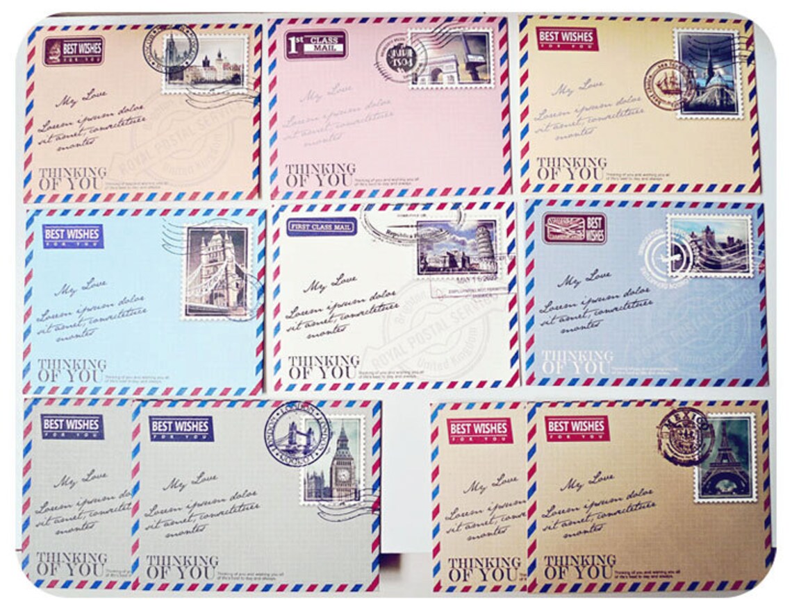 10 Mini Vintage Air Mail Envelopes Color - Etsy