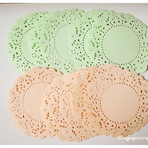 24 Mint & Peach Color Paper Doilies for Wedding Decoration/ Pack - Etsy