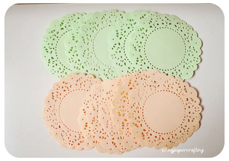 24 Mint & Peach Color Paper Doilies for Wedding Decoration/ Pack - Etsy