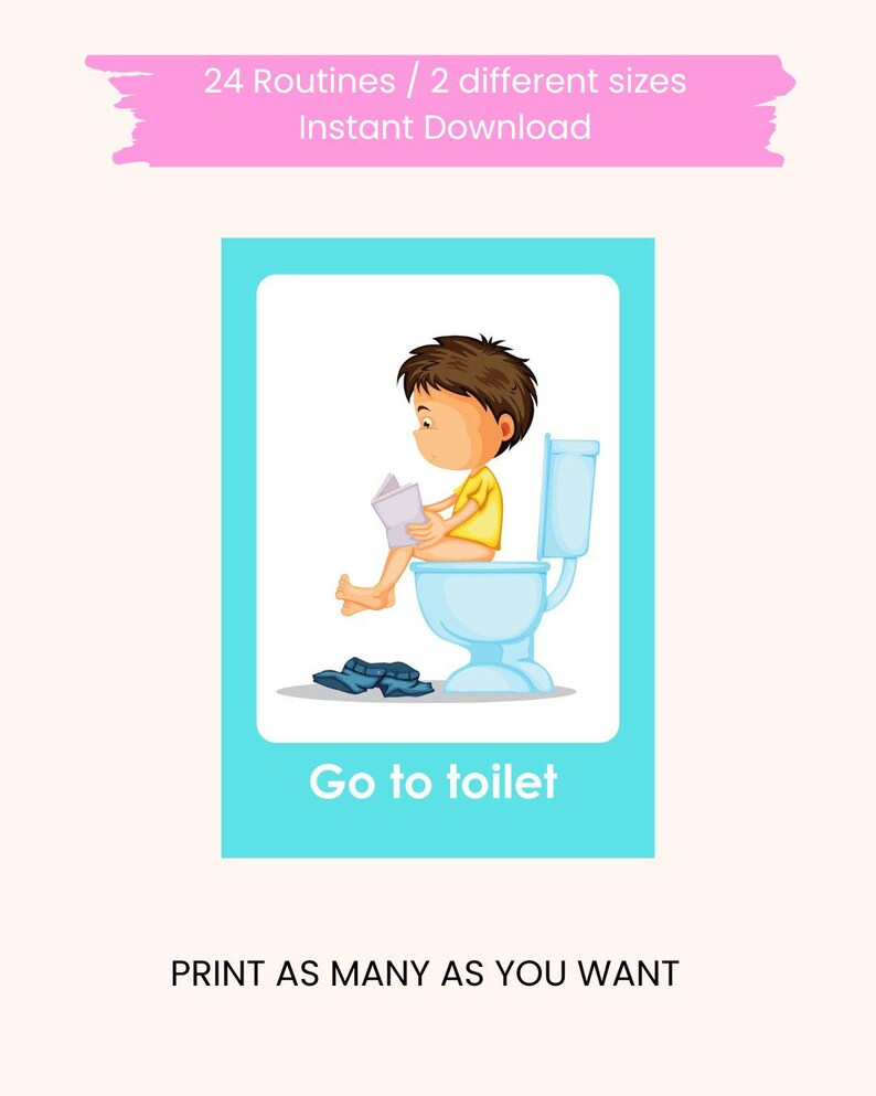 Kids Daily Routine Flashcards & Poster Printable Visual Schedule for ...