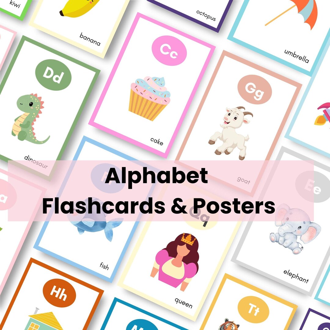 Printable Alphabet Flashcards & Posters 3 Size Bundle Colorful ABC ...