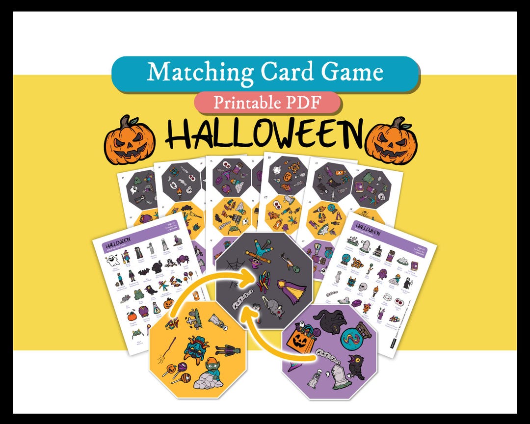 Halloween Matching Cards Printable Game for Kids | Octagon Find-the ...