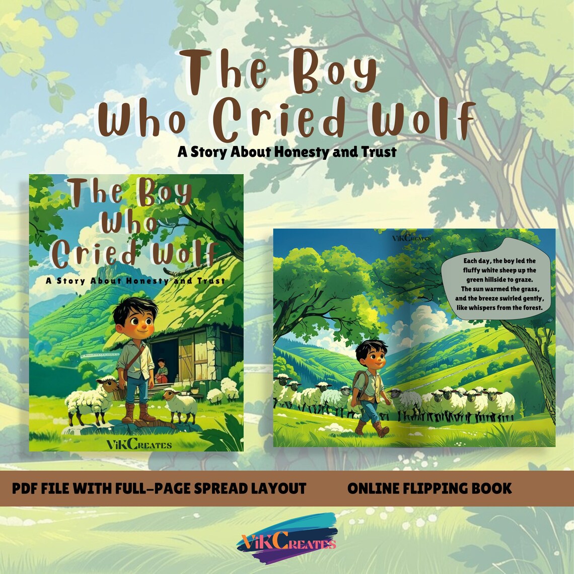 The Boy Who Cried Wolf Printable Story for Kids | Digital Download ...