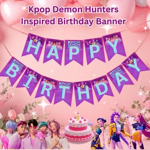 K-pop Demon Hunter Birthday Banner, Printable Party Decoration, Instant ...