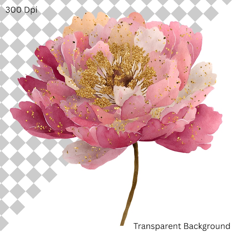 24 Abstract Flowers Clipart, Pink Gold Flower, Flowers Print, Printable ...