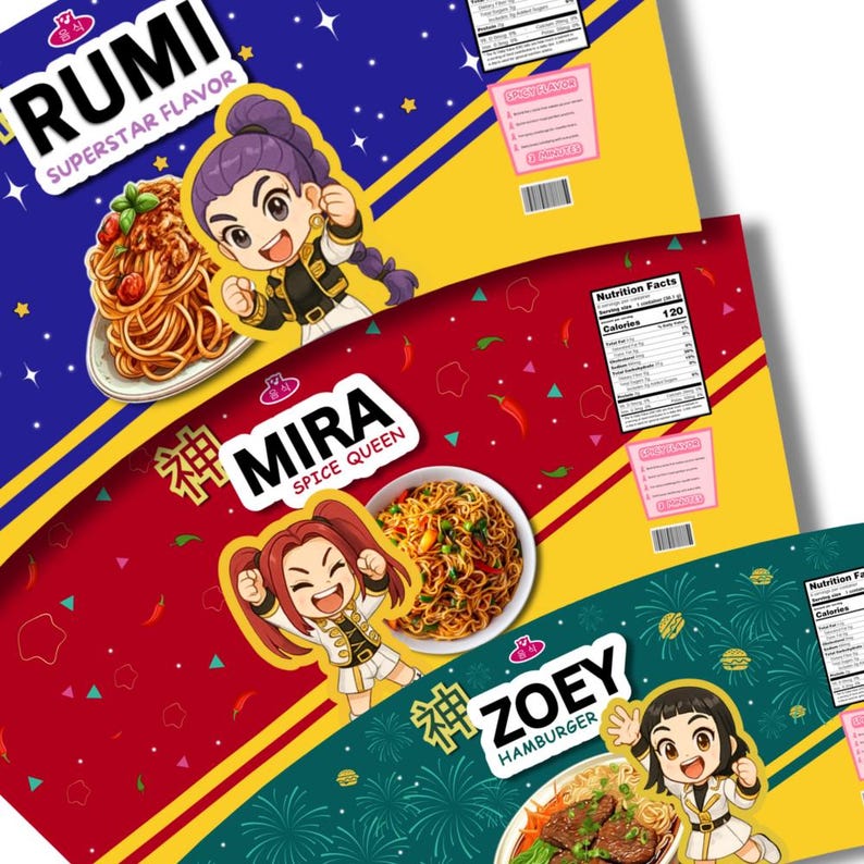 Kpop Chibi Cup Noodle Labels: Cosplay Party Printable (PDF and PNG ...