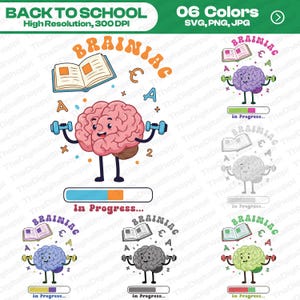 Brainiac in Progress SVG Bundle | Funny Brain Student Clipart | Back to ...