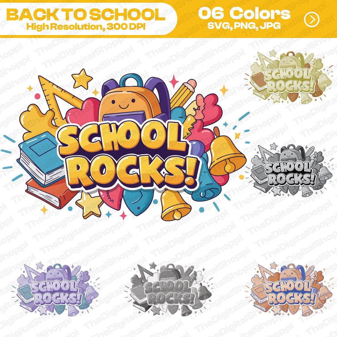 School Rocks Clipart, Back to School SVG PNG JPG (digital Download) - Etsy