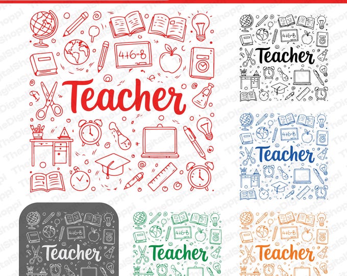 Doodle School Clipart Set - Fun and Educational Svgs - Instant Download ...