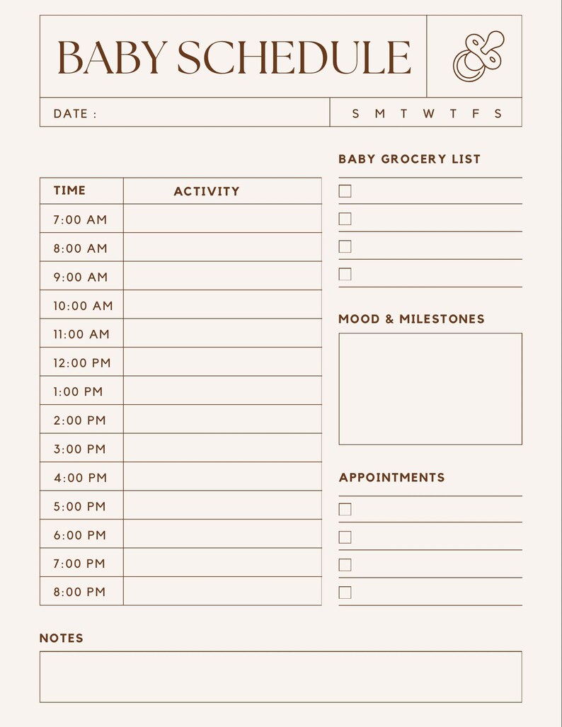 Printable Baby Schedule | Daily Baby Routine Tracker | Newborn Schedule ...