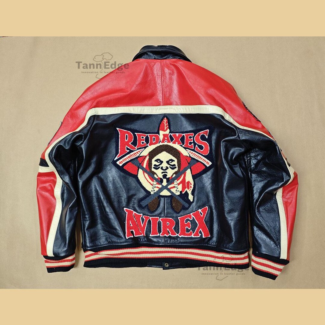 Red/black Avirex Leather Jacket for Men | Vintage Bomber Flight Jacket ...