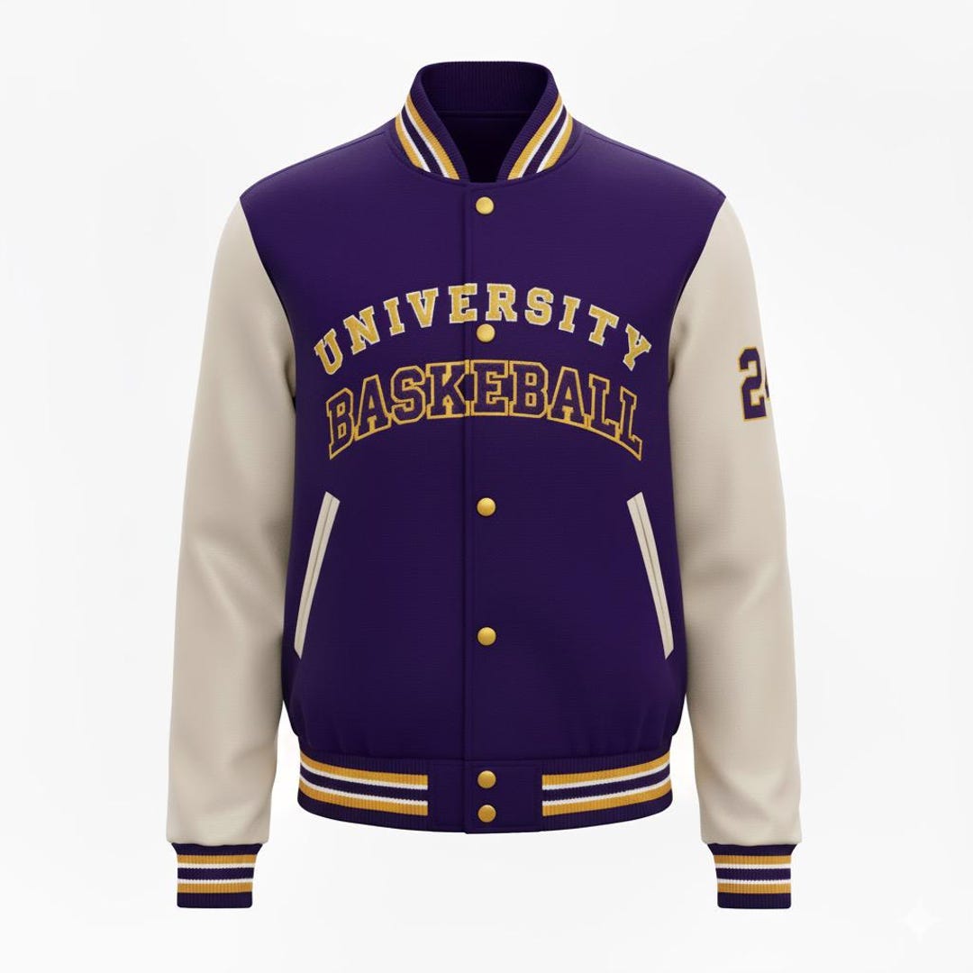Purple Basketball Varsity Jacket — University Letterman Bomber With ...