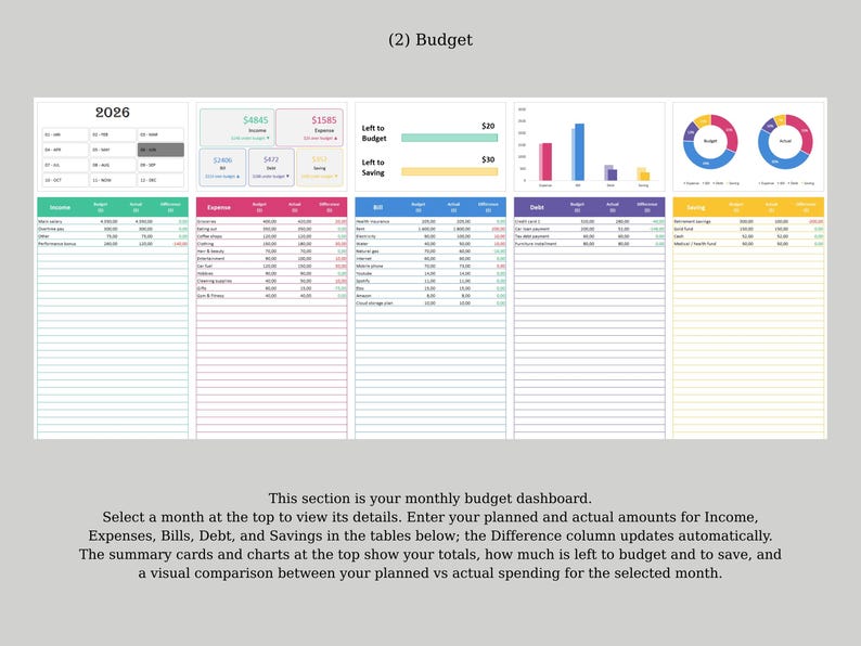 Excel Budget Template | Simple Monthly Budget Spreadsheet | Income ...
