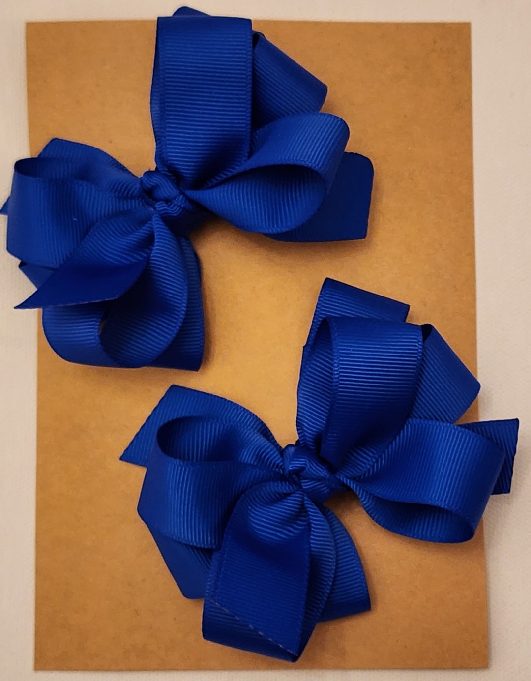 Set of Two Small Double Bows- Electric Blue - Etsy