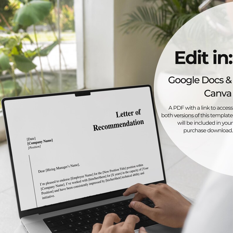 Letter of Recommendation Template: Editable Canva & Google Docs - Etsy