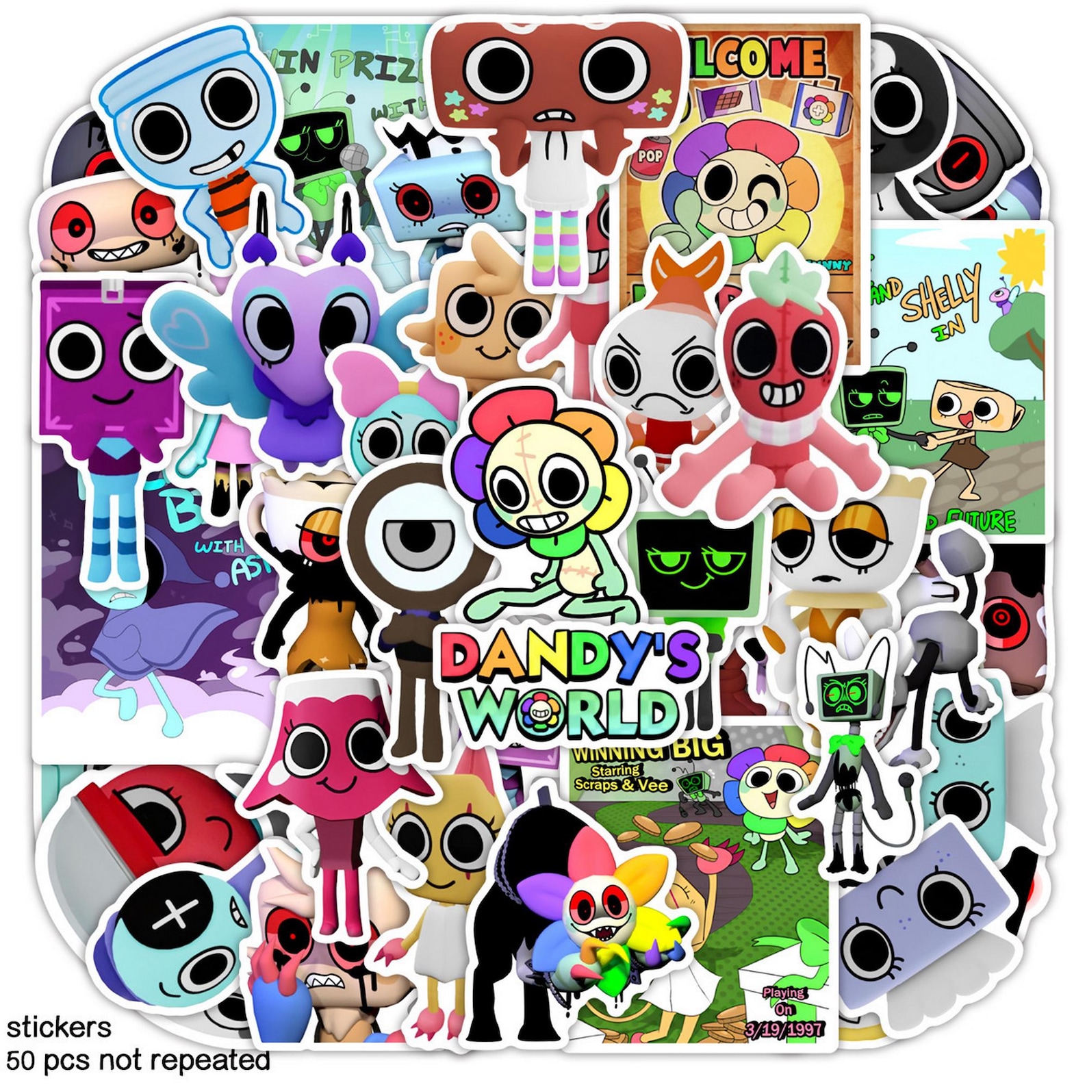 50 Dandy's World Stickers – Cute Cartoon Waterproof Decals for Phones ...