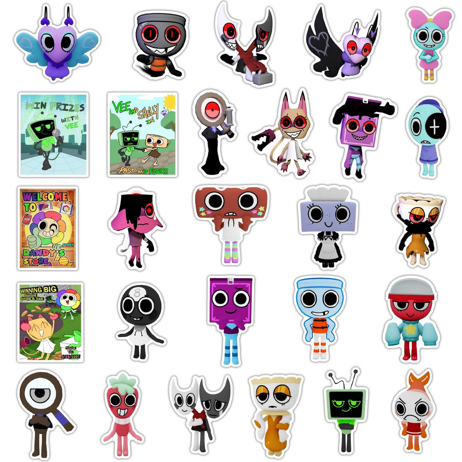 50 Dandy's World Stickers – Cute Cartoon Waterproof Decals for Phones ...