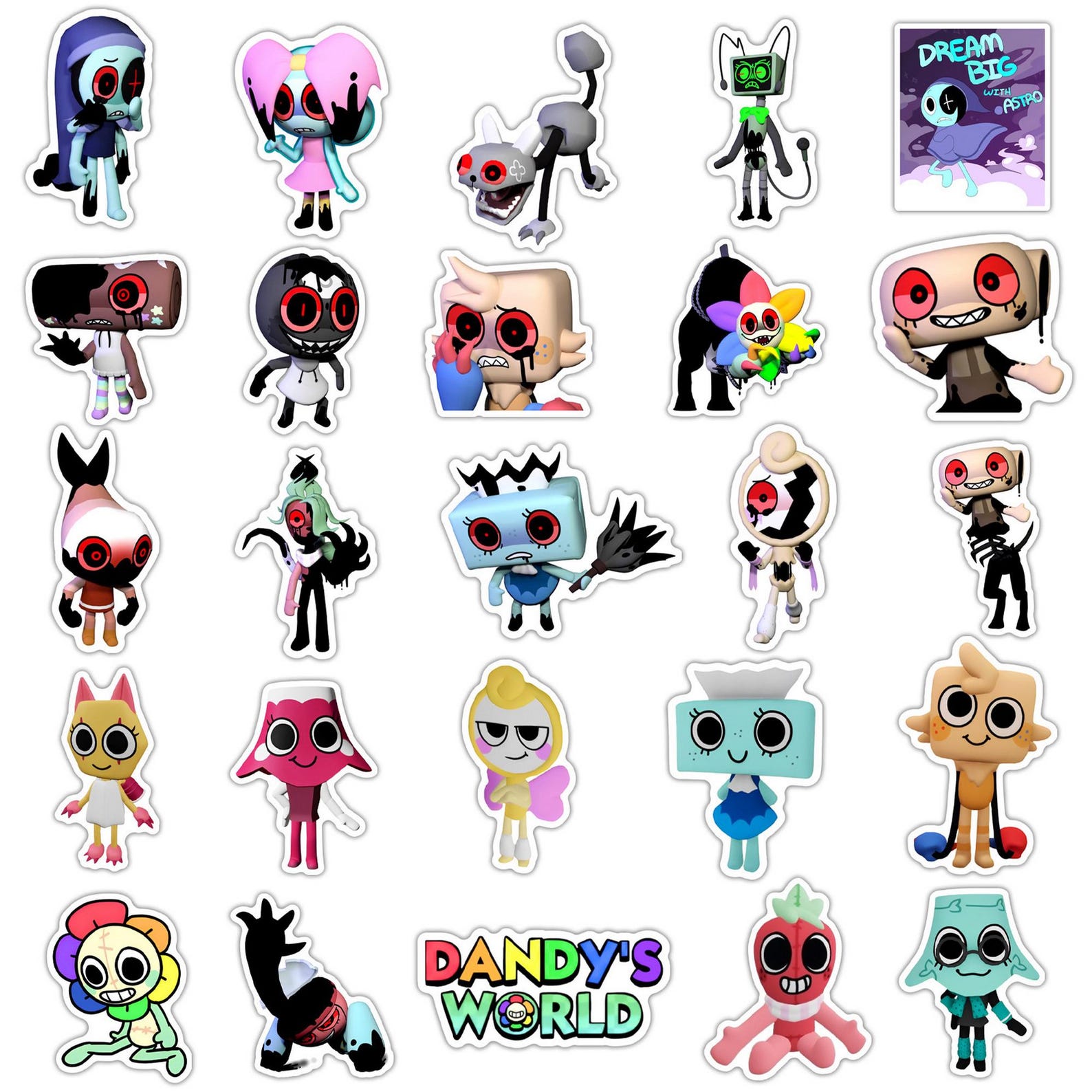 50 Dandy's World Stickers – Cute Cartoon Waterproof Decals for Phones ...