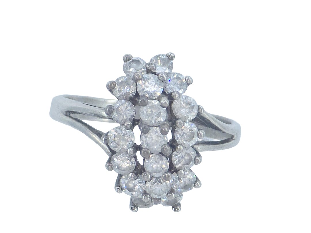Sterling Silver Cascading Waterfall Cluster Cubic Zirconia Cocktail ...
