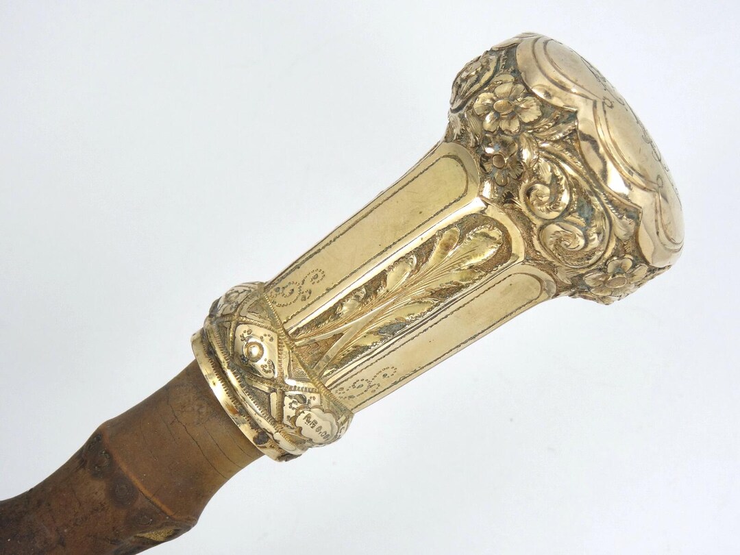 Antique Victorian English Hallmark R.F.S & Co Ornate 14k Gold Staff ...