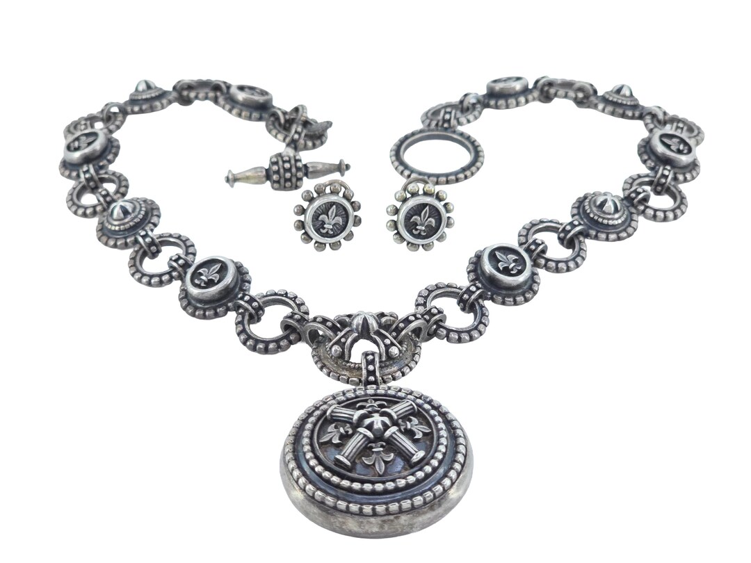 Rare B.C. Silver Ned Bowman Fleur De Lis Sterling Silver Necklace ...