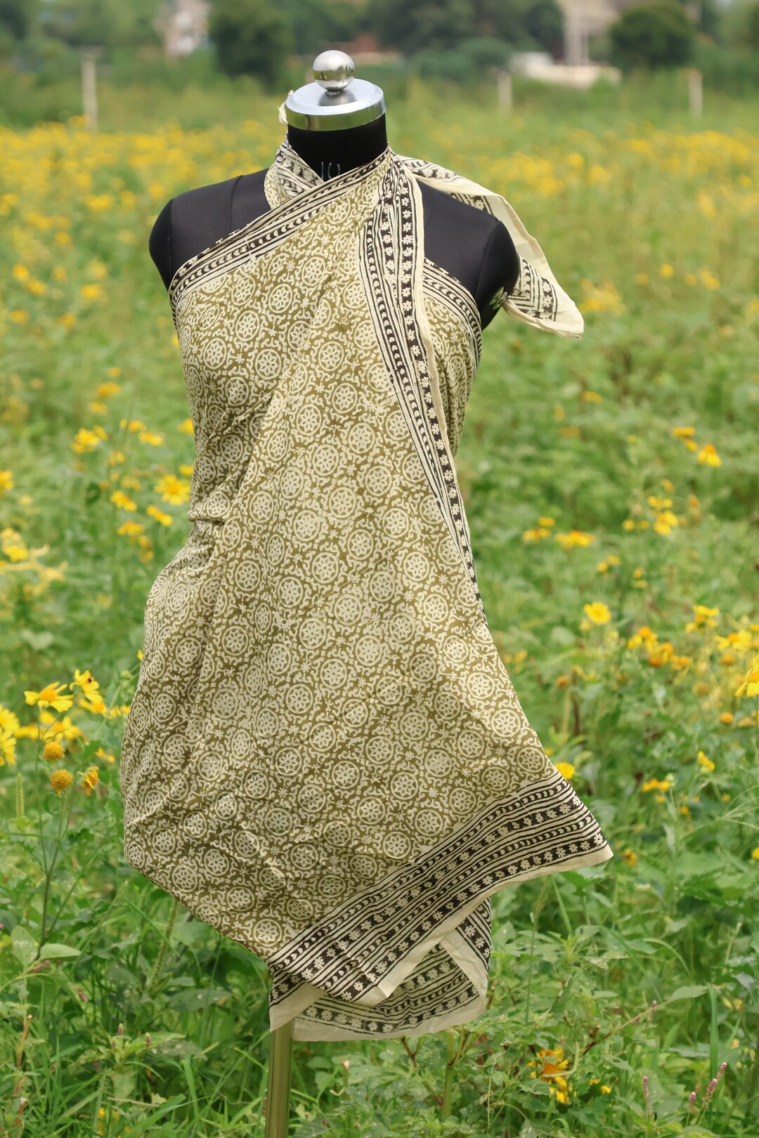Hand Block Printed Cotton Sarong | Boho Beach Wrap | Lightweight Cover ...