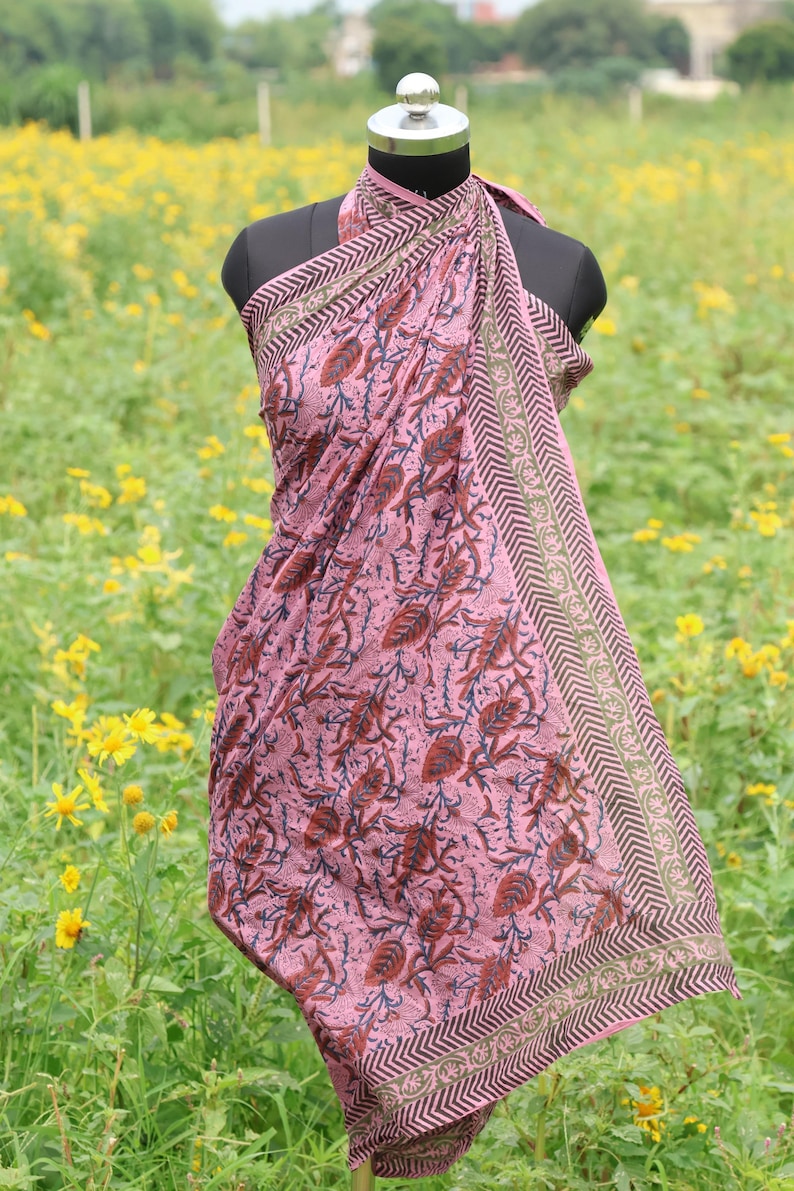 Hand Block Print Pareo Dress Indian Cotton Sarong, Sarong, Boho Scarf ...
