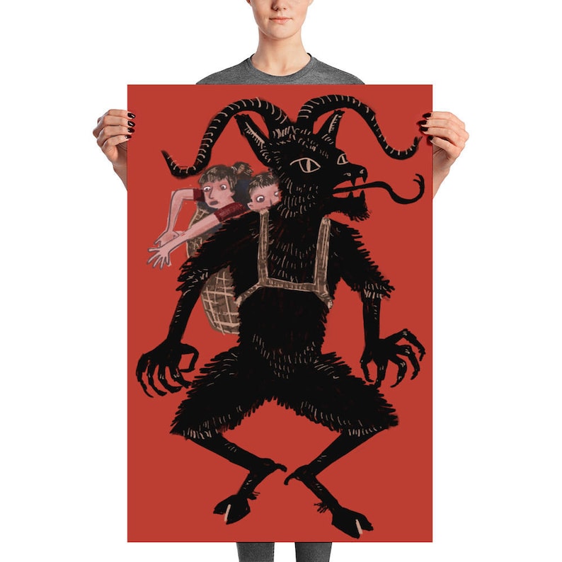 Krampus Print / German Folklore Christmas Decor Devil Demon Halloween ...