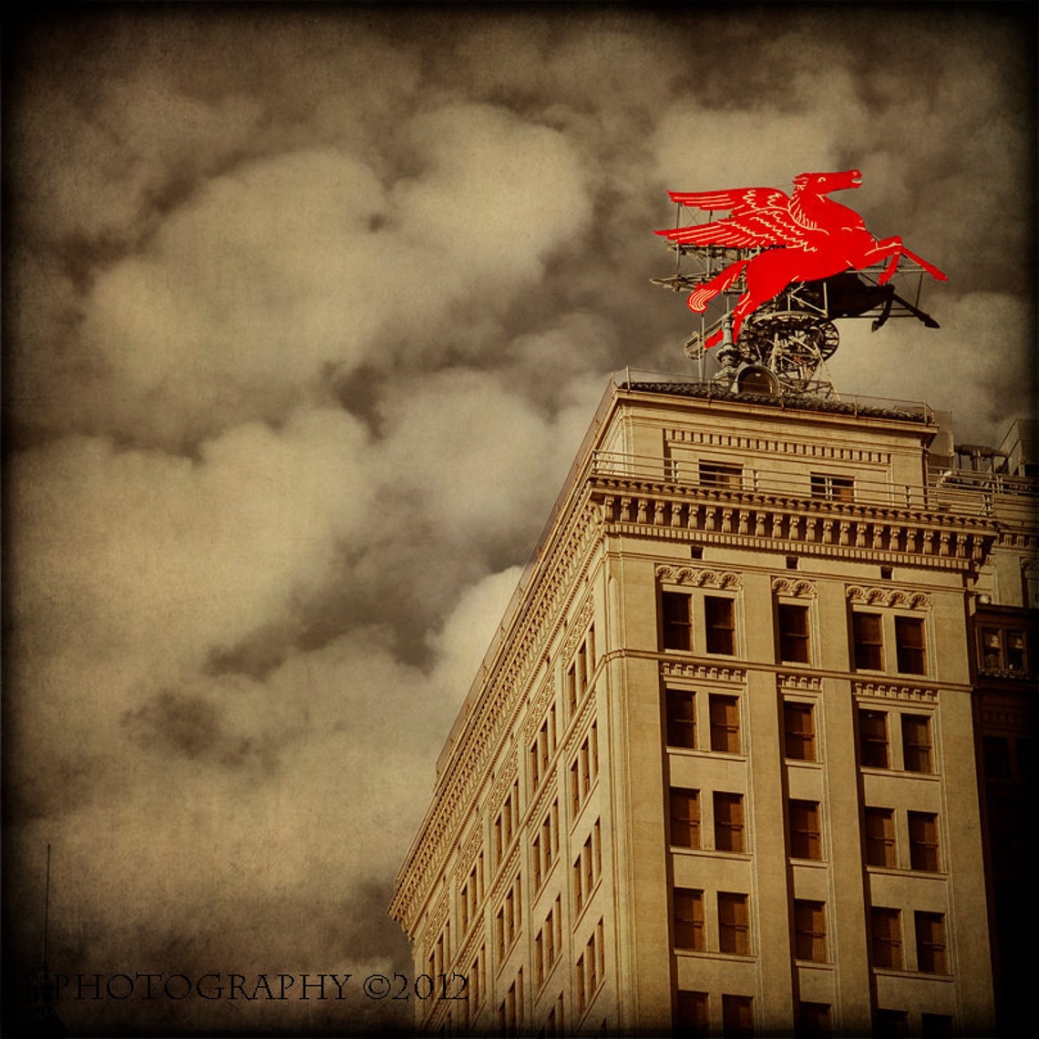 Flying Red Horse Dallas Pegasus Fine Art Photography Texas - Etsy