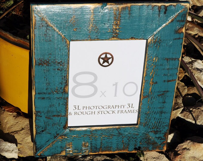 Turquoise Rustic 8x10 Distressed Photo Picture Frame rough STOCK Frame ...