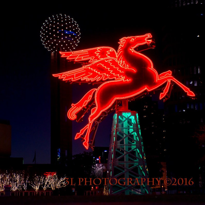 Dallas Pegasus Texas Fine Art Photography Mobil Oil Flying Red Horse ...