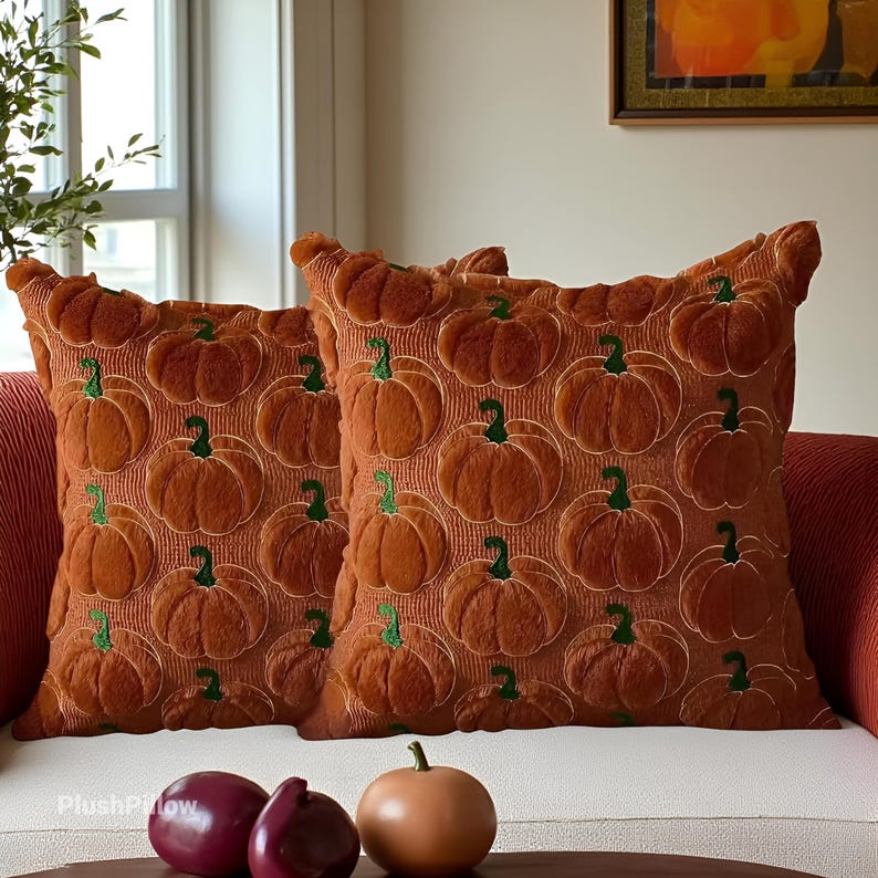 Faux Fur Halloween Pillow Cover: Cozy Pumpkin Fall Decor (45x45cm) - Etsy