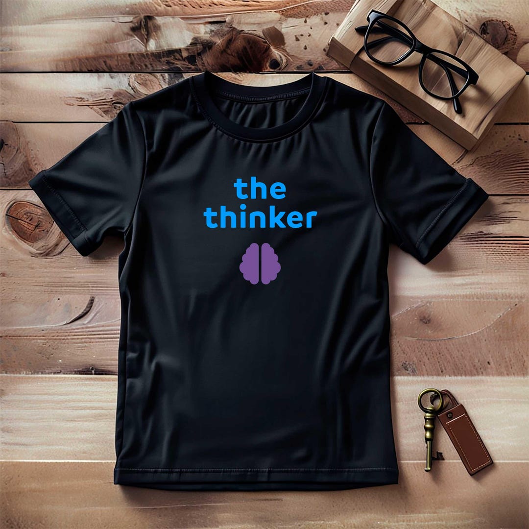 The Thinker T-shirt, Brain Icon Tee, Thoughtful Shirt, Philosopher Tee ...