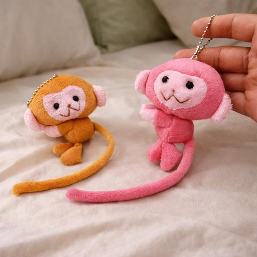 Long Tailed Keychain Monkey, Plush Doll Keychain Funny, Birthday Gift ...