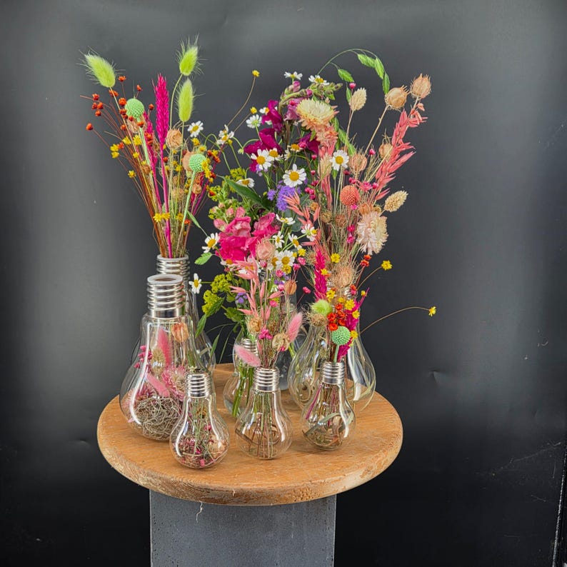 Lightbulb Vase With Dried Flowers | Boho Decor | Dried Flower Bouquet ...