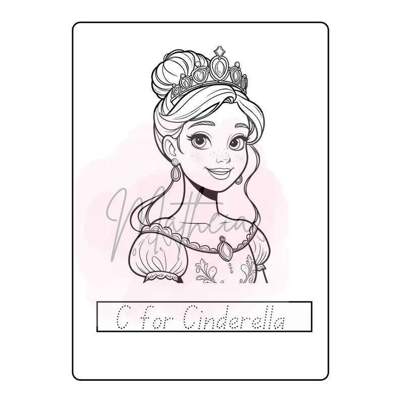 Princess Coloring Book- Traceable Names & Letters (PDF Downloadable ...