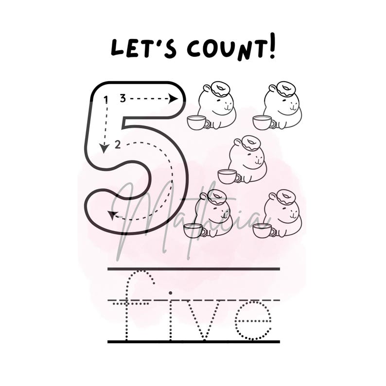 Capybara Counting Flash Cards: Trace & Color - Numbers 1-10 (digital ...