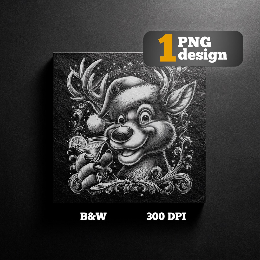 Christmas Reindeer, Laser PNG, Slate Engraving, Laser File, Coaster ...