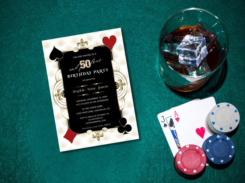50th Birthday Invitation | Casino Party Invite, 50 and Fabulous ...