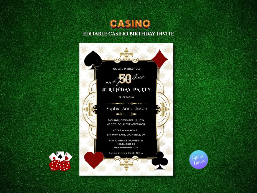 50th Birthday Invitation | Casino Party Invite, 50 and Fabulous ...