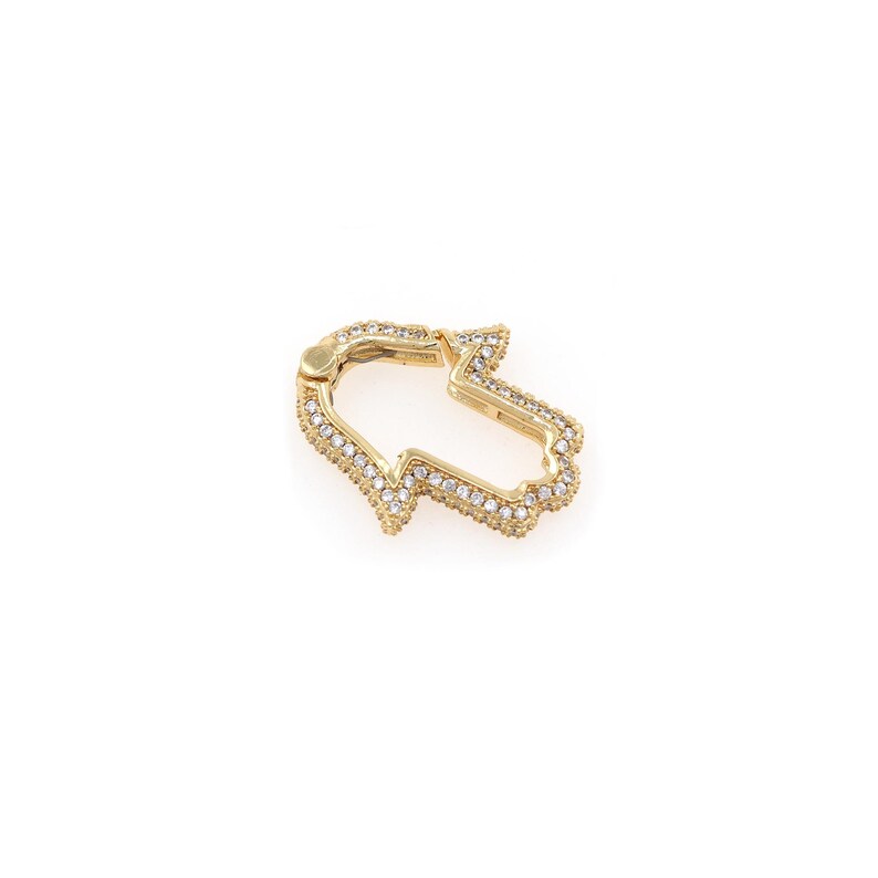 18K Gold Filled CZ Hamsa Carabiner Clips,push Gate Clasp for Jewelry ...